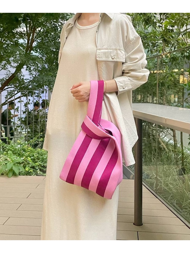 【楽天市場】ストライプニットトート2 BAYFLOW ベイフロー バッグ トートバッグ ピンク ベージュ[Rakuten Fashion]：BAYFLOW