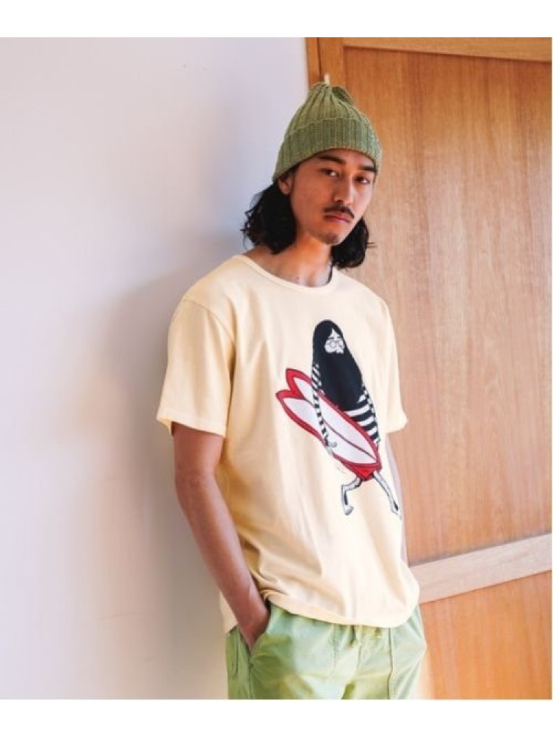 【楽天市場】【SALE／40%OFF】(M)CV SURFER S/S TEE Cloveru ベイフロー トップス カットソー・Tシャツ ベージュ ネイビー【RBA_E】【送料無料 ...