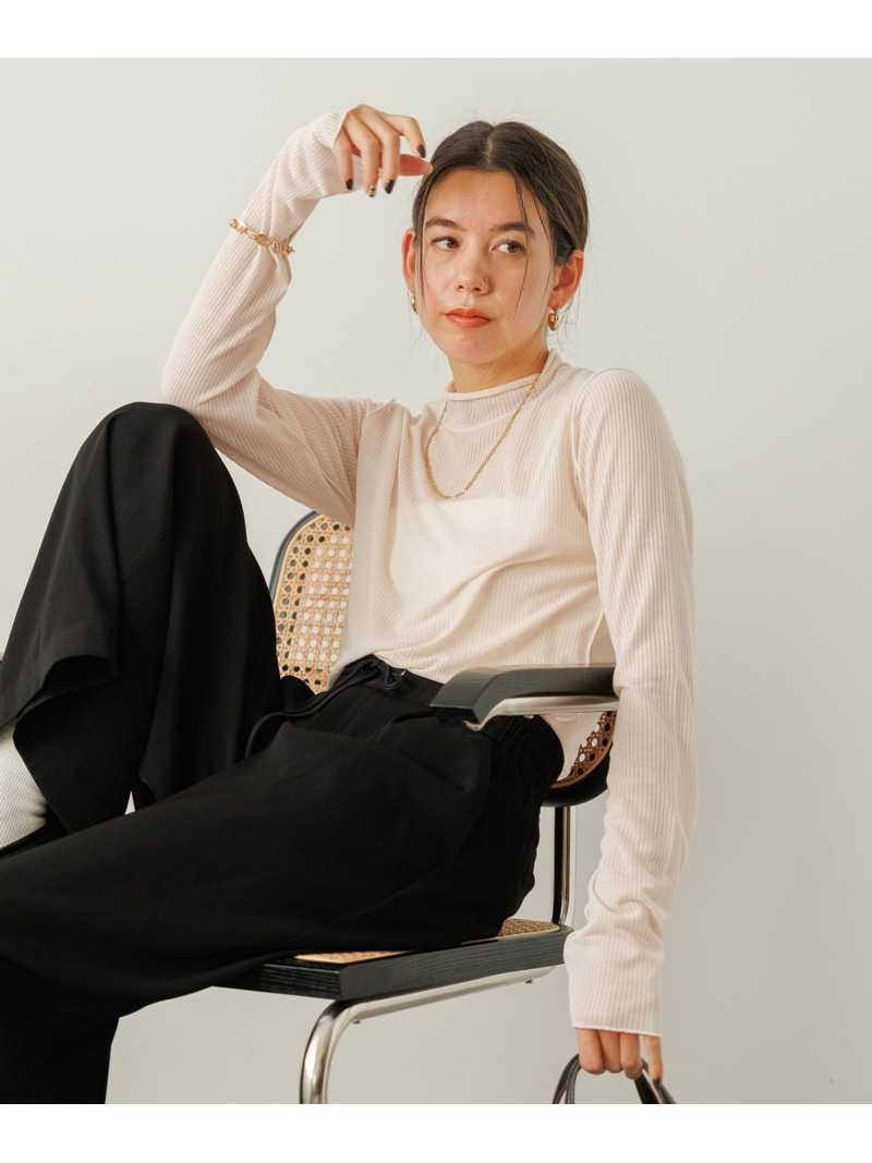 【楽天市場】[レイヤードスタイルに]シアーハイネックプルオーバー BAYFLOW ベイフロー トップス カットソー・Tシャツ ホワイト ブラック【送料無料】[Rakuten Fashion ...