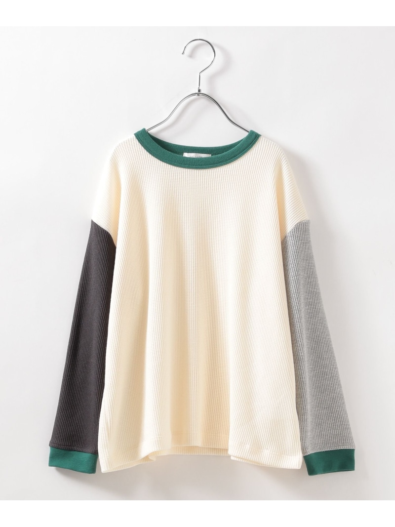 【楽天市場】【WEB限定】[肌ざわり抜群!] ワッフルロンT(KIDS) BAYFLOW ベイフロー トップス カットソー・Tシャツ ホワイト グレー グリーン[Rakuten Fashion ...