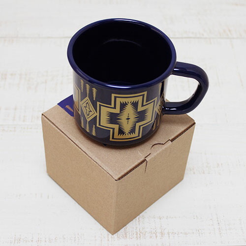 【楽天市場】Pendleton Enamel Mag Cup / 8cm native / 380ml Harding Navy Gold ...