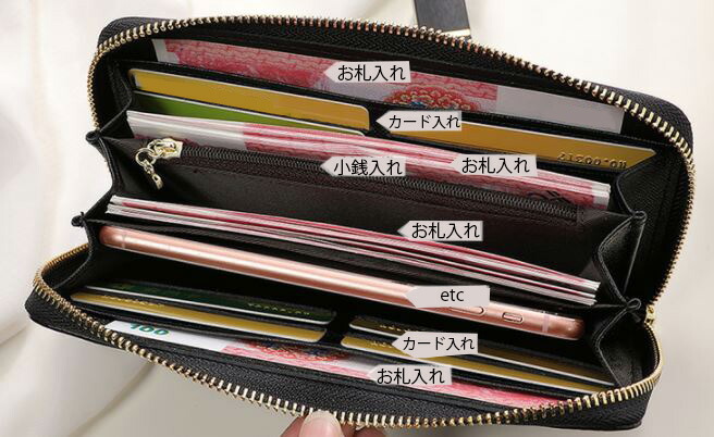 【楽天市場】【速達メール便送料無料】 本牛革カメリア型押し財布 長財布 カメリア レディース 革 ストラップ付き ラウンドファスナー カード ...