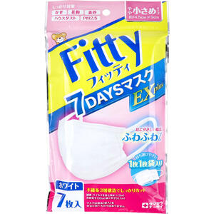 【楽天市場】【メール便可能（2点まで）】フィッティ 7DAYSマスクEX プラス ホワイト やや小さめサイズ 個別包装 7枚入 【玉川衛材 ...