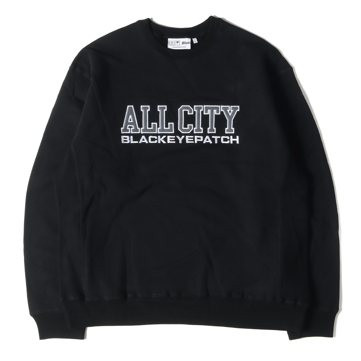 【楽天市場】BlackEyePatch ブラックアイパッチ スウェット ALL CITYロゴ刺繍 リバースウィーブ クルーネックスウェット トレーナー ALL CITY CREW SWEAT ...