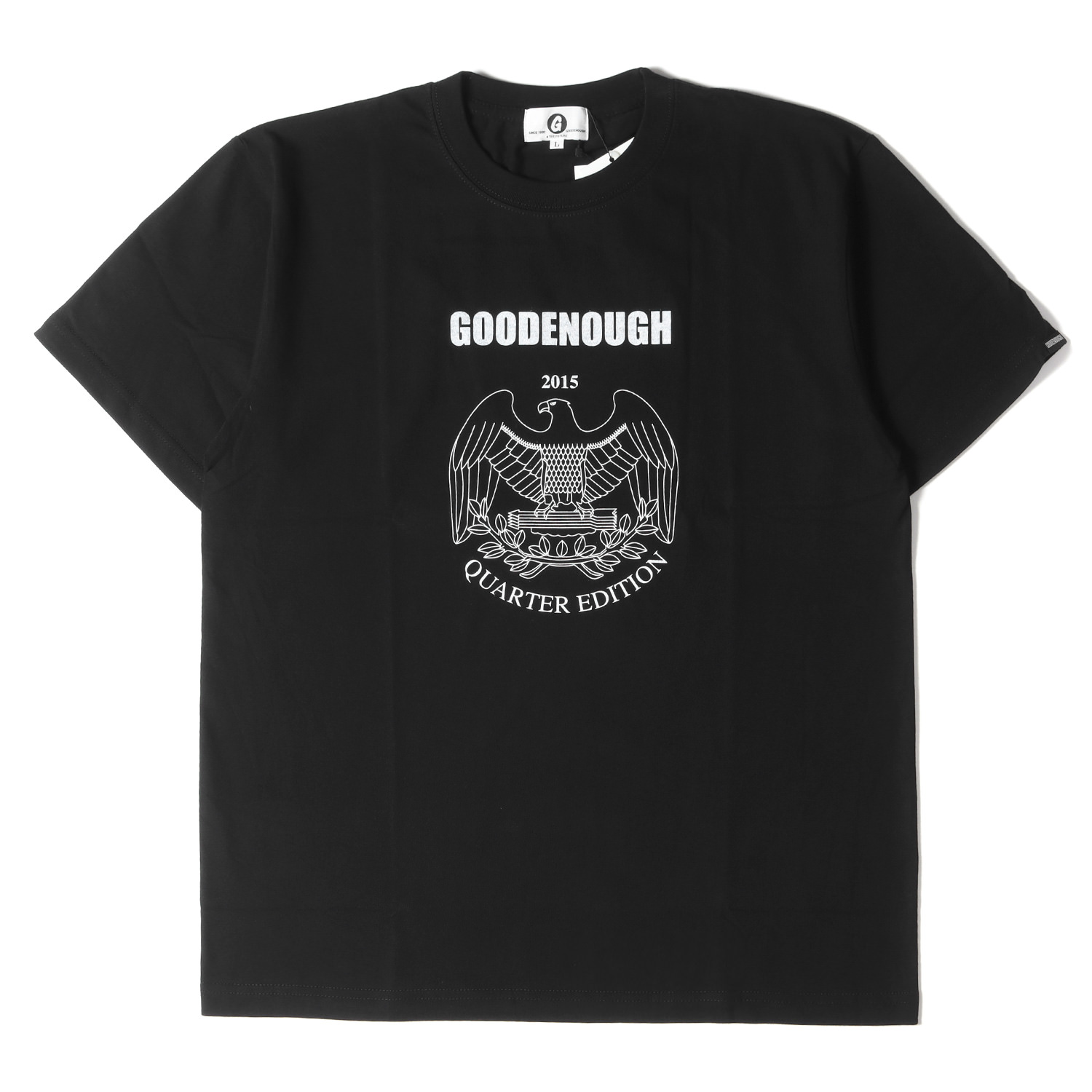 【楽天市場】GOOD ENOUGH グッドイナフ Tシャツ サイズ:L 25周年記念 イーグル エンブレム QUARTER EDITION TEE クルーネック 半袖 ブラック 黒 トップス ...