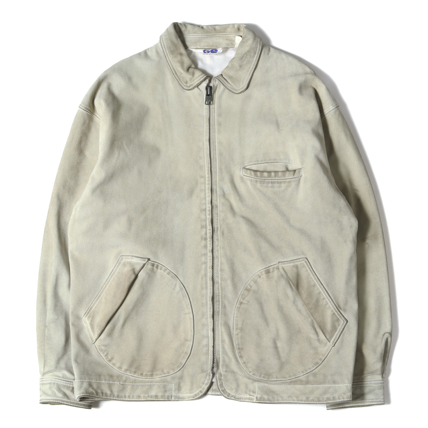 【楽天市場】GOOD ENOUGH グッドイナフ ジャケット サイズ:L 90s 丸ポケット カウスウェード ジップ ジャケット オフホワイト ...
