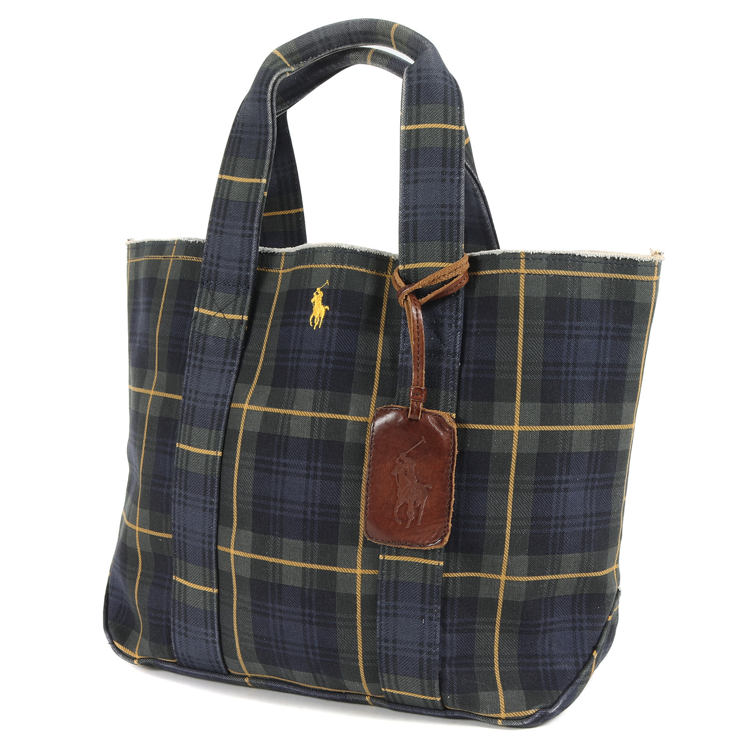 【楽天市場】POLO Ralph Lauren ポロ ラルフローレン バッグ タータンチェック キャンバス トートバッグ グリーン ネイビー ...