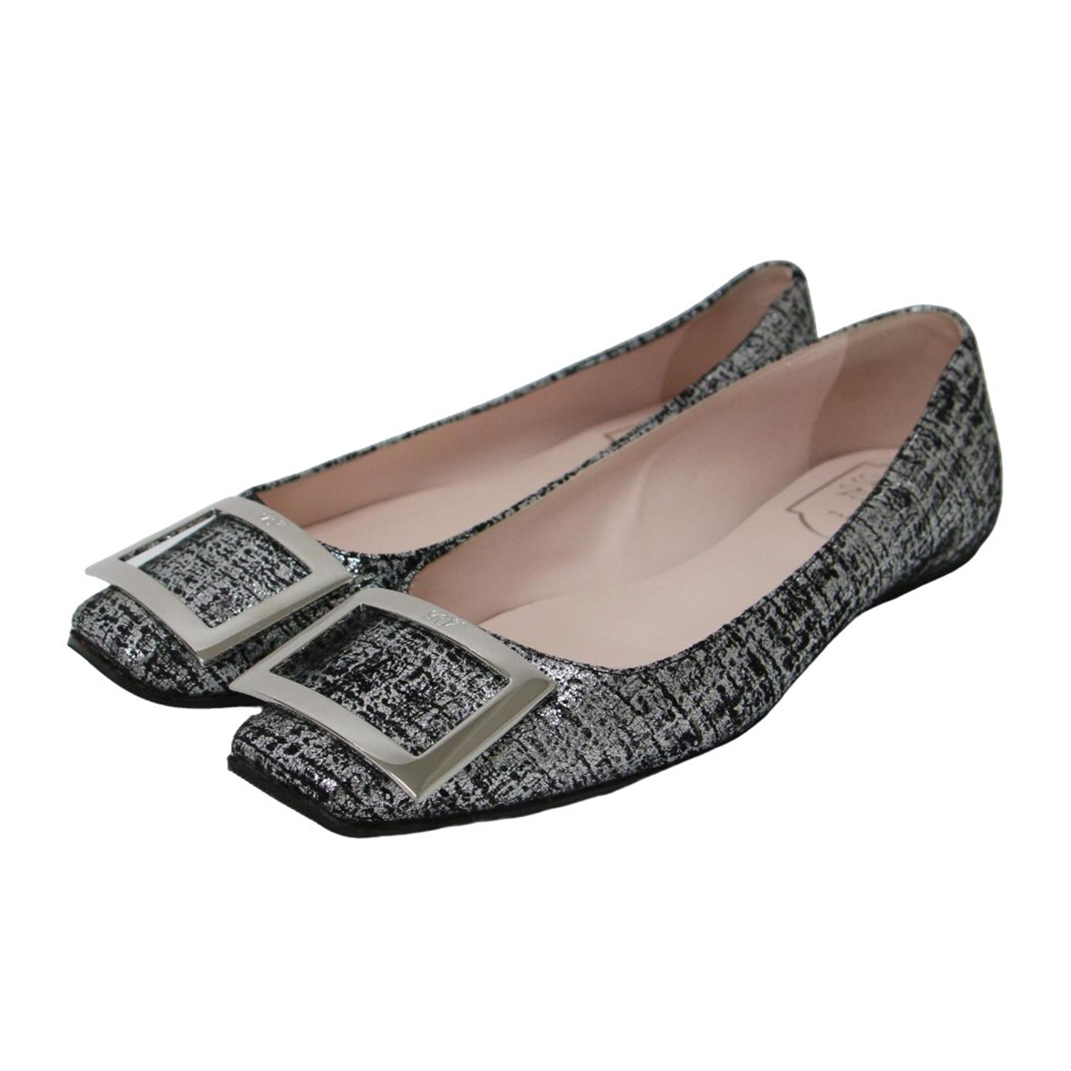 【楽天市場】Roger Vivier ロジェ ヴィヴィエ シルバー サイズ:36(23.0cm) ツイード柄 メタリック レザー スクエアトゥ ...