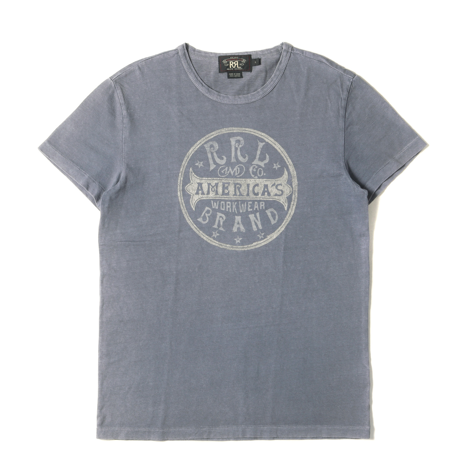 【楽天市場】RRL ダブルアールエル Tシャツ サイズ:S ヴィンテージ加工 デニムプリント クルーネック 半袖Tシャツ ネイビー 紺 ラルフ ...