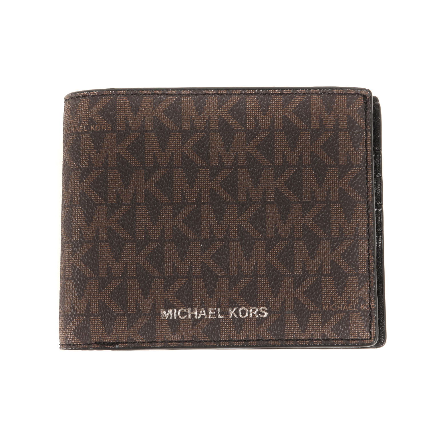 【楽天市場】MICHAEL KORS マイケルコース MKロゴ モノグラム レザー 二つ折り 札入れ ブラウン 小物【メンズ】【中古】【美品 ...