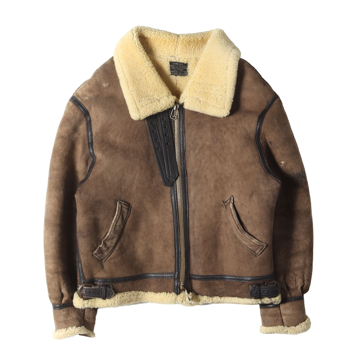 【楽天市場】AVIREX アヴィレックス ジャケット サイズ:記載なし(L位) 80s B-3 シープムートン フライトジャケット ブラウン ...