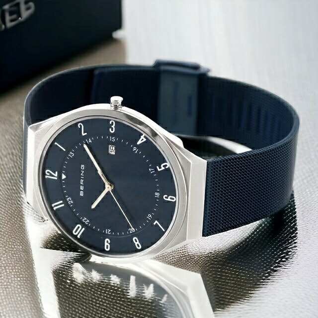 【楽天市場】ベーリング ULTRA SLIM 腕時計 ブランド メンズ BERING 18740-307 アナログ ネイビー ギフト ...