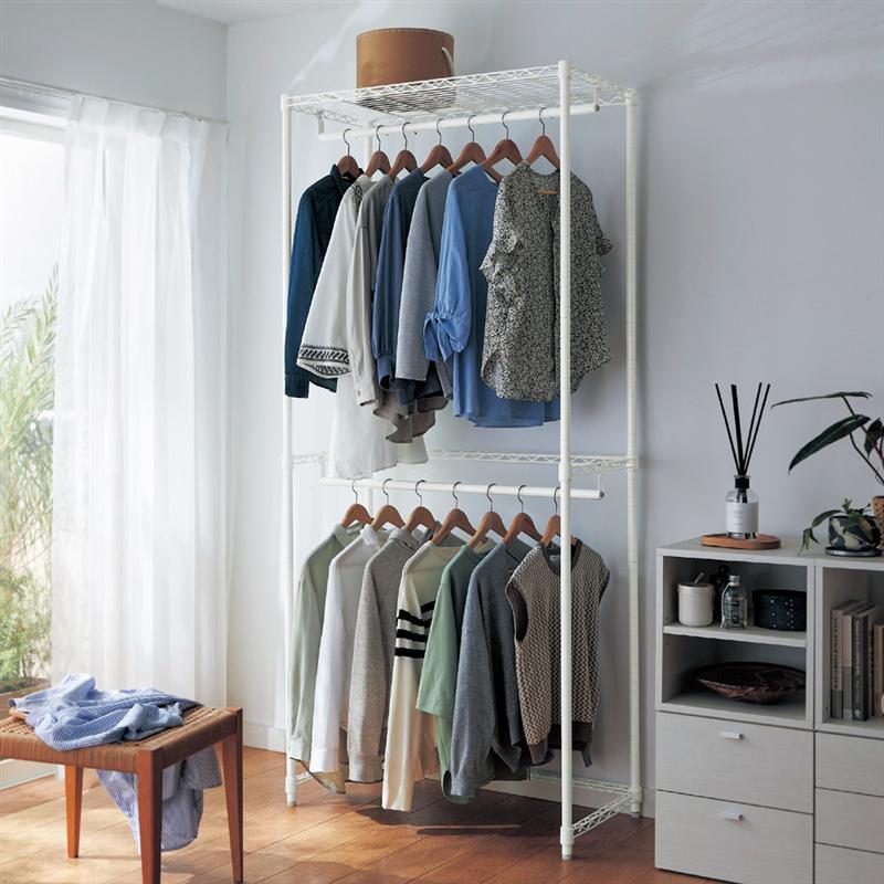 【楽天市場】【10%OFF! 9/3 20:00-9/11 1:59】天井高さを有効活用できるハンガーラック 幅121cm・2本 収納 収納用品 収納家具 ハンガーラック バー バーハンガー ...