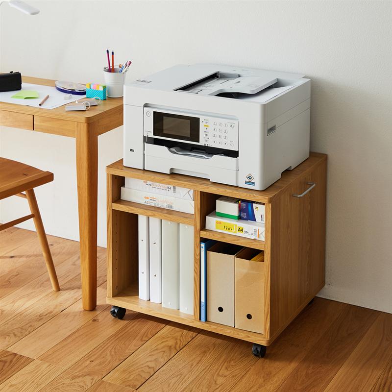 【楽天市場】プリンターワゴン A3 A4 | 幅60cm(取っ手含まず) 奥行50cm 高さ54cm(キャスター含む) ホワイト ナチュラル ...