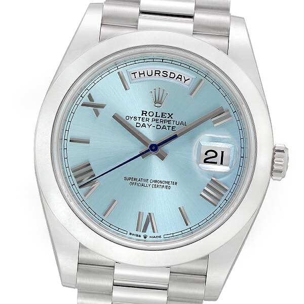 【楽天市場】【美品】【保証書2022年2月記載】ROLEX ロレックス デイデイト40 228206 (アイスブルー/ローマ) 【中古 ...