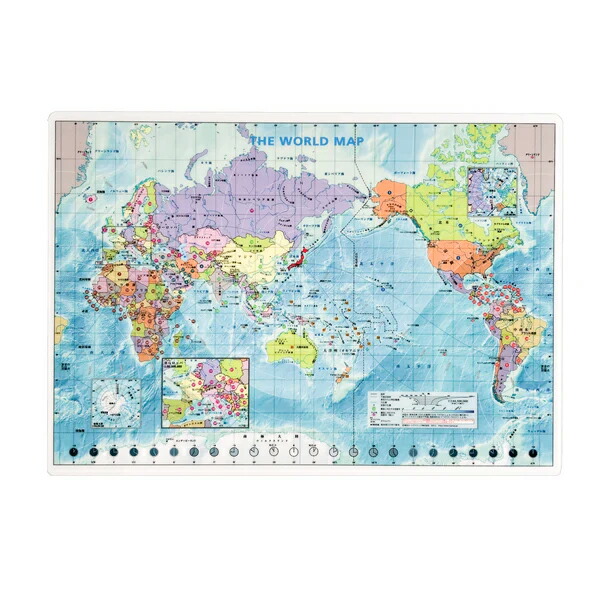 【楽天市場】A4下じき PSWM 世界地図下敷 せかいちず 297mm×210mm 日本製 表面：メルカトル図法による世界地図 裏面：各国の ...