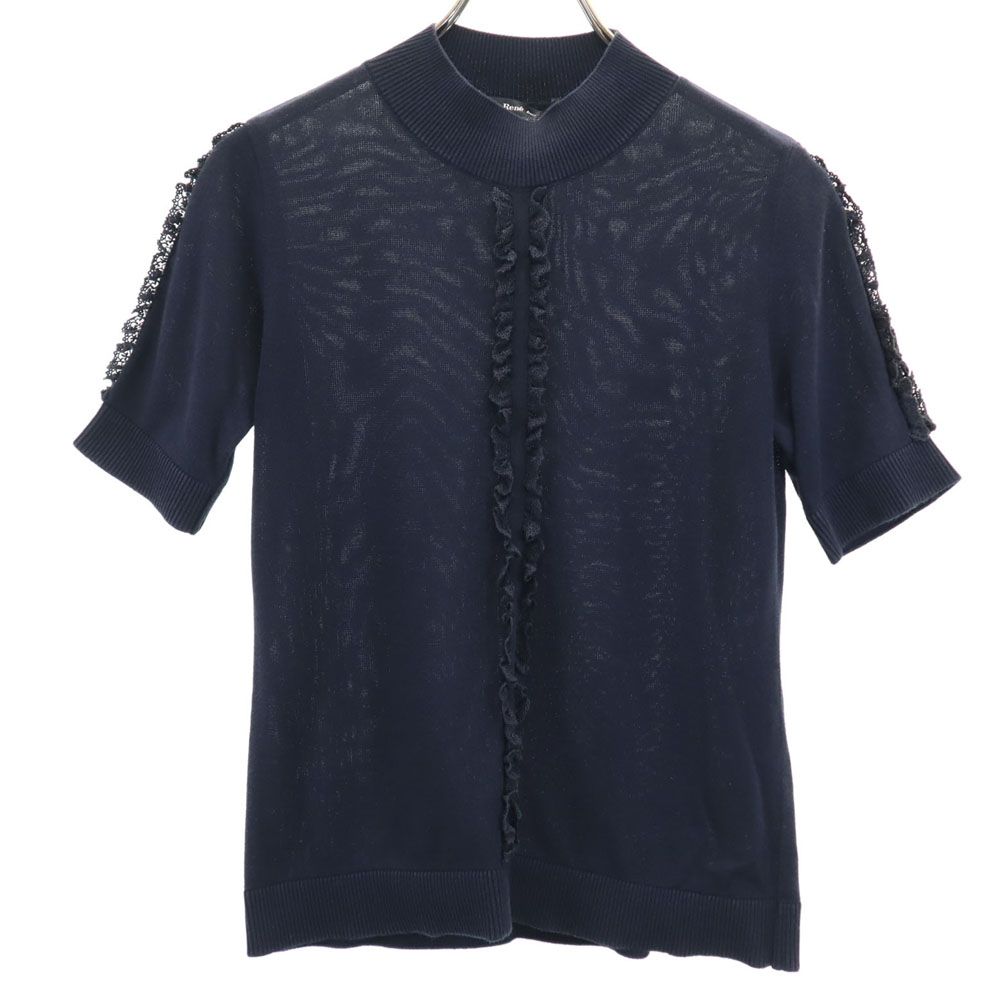 【楽天市場】ルネベーシック 日本製 半袖 セーター 36 ネイビー Rene basic ニット レディース 【中古】 【240411】 メール便可：Bellis