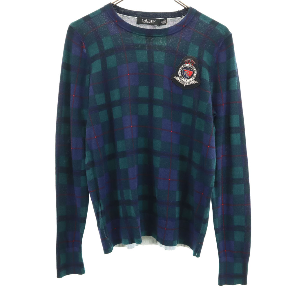 【楽天市場】古着 LAUREN RALPH LAUREN ローレンラルフローレン チェック柄 長袖 ニット M グリーン セーター レディース ...