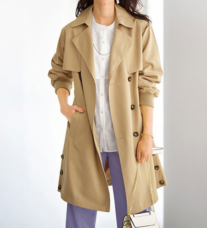 【楽天市場】コート レディース 花粉対策！袖リブ使いトレンチコート 2025春 belluna ベルーナ M-5L：ベルーナ