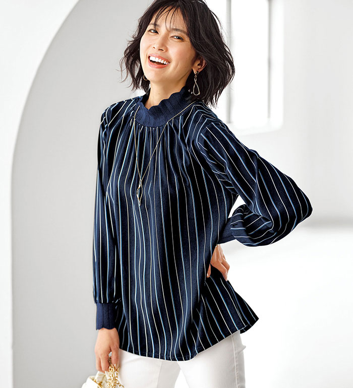 【楽天市場】ブラウス 衿＆袖ニット使い美人顔ブラウス M-5L ベルーナ belluna 2025春：ベルーナ