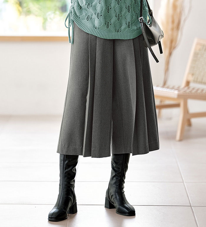 【楽天市場】ワイドパンツ レディース サマ見えプリーツデザインワイドパンツ ベルーナ belluna 2025秋冬 S～5L ★レビュー企画 ...