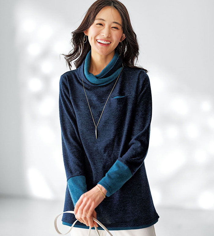 【楽天市場】チュニック レディース 杢調ふんわり素材衿デザイン配色チュニック ベルーナ belluna 2025秋冬 M～5L：ベルーナ