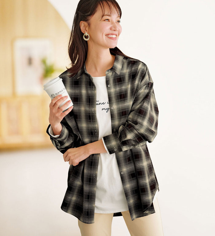 【楽天市場】チュニック レディース ゆったり快適チェック柄シャツチュニック ベルーナ belluna 2025秋冬 M～5L ★レビュー企画 ...