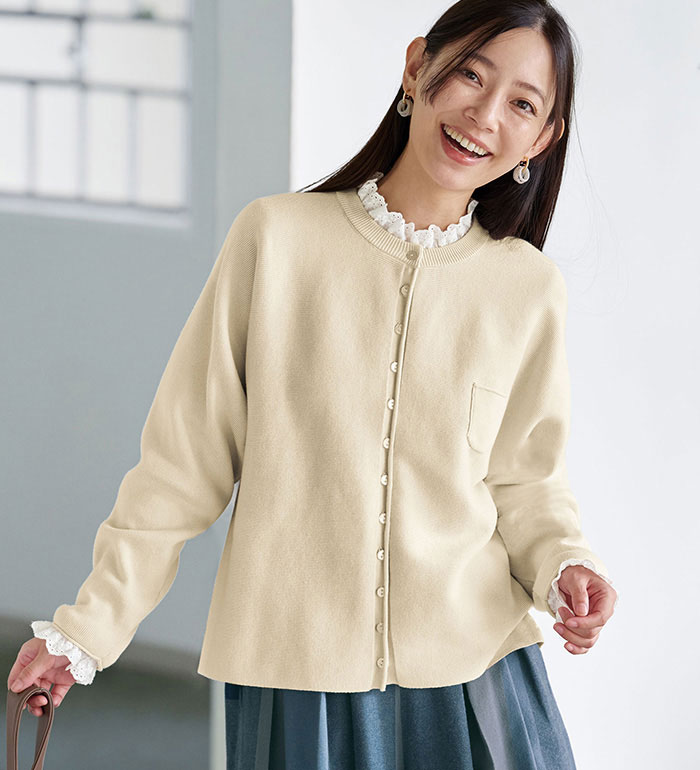 【楽天市場】ニットカーディガン レディース ＜＆cocochi＞綿100％ゆったりドルマンカーディガン 2026春 ベルーナ belluna ...