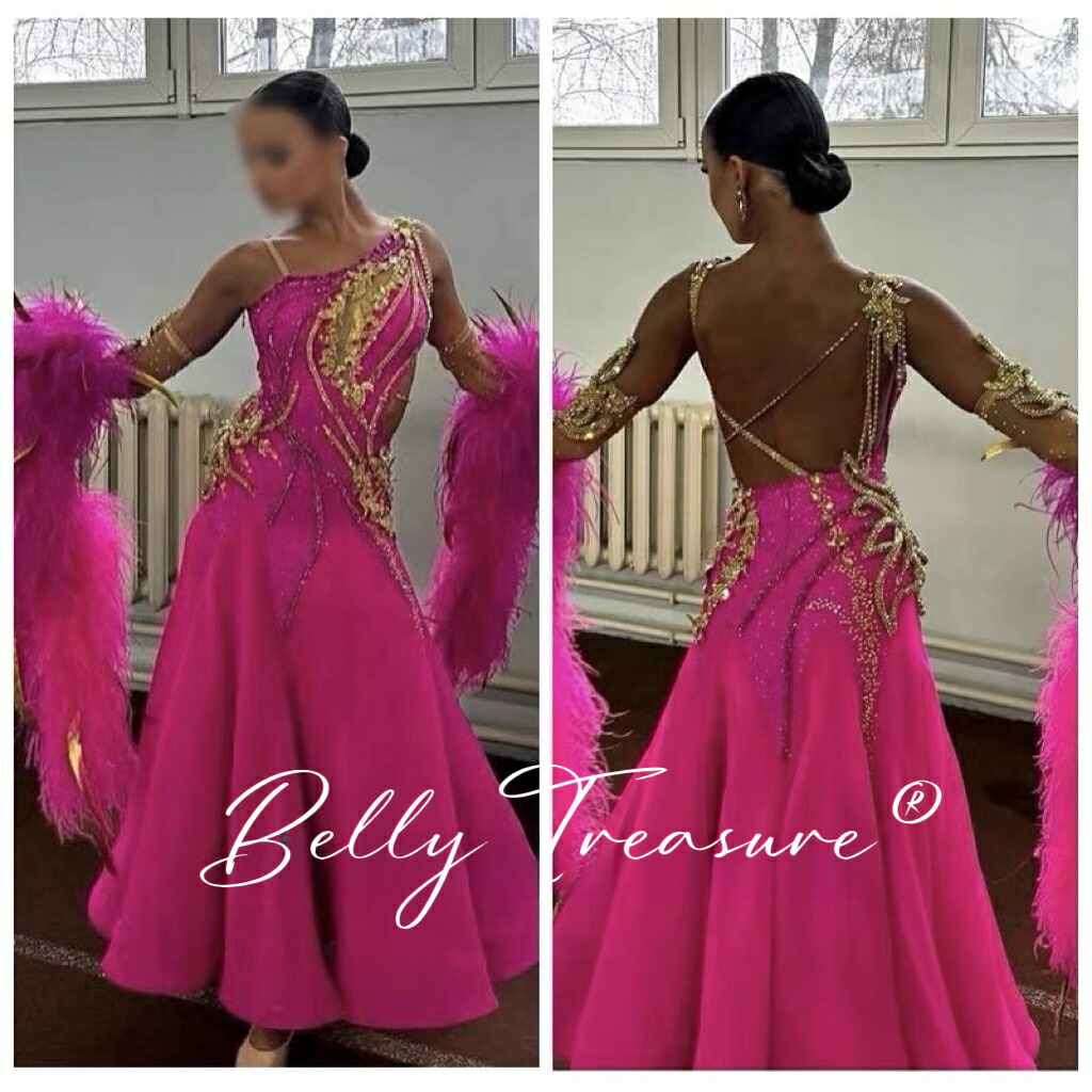 【楽天市場】社交ダンス 舞台衣装 オーダーメイド GD-004-2512モダン スタンダード ワンピース ピンク キラキラ ファー 社交ダンス ...