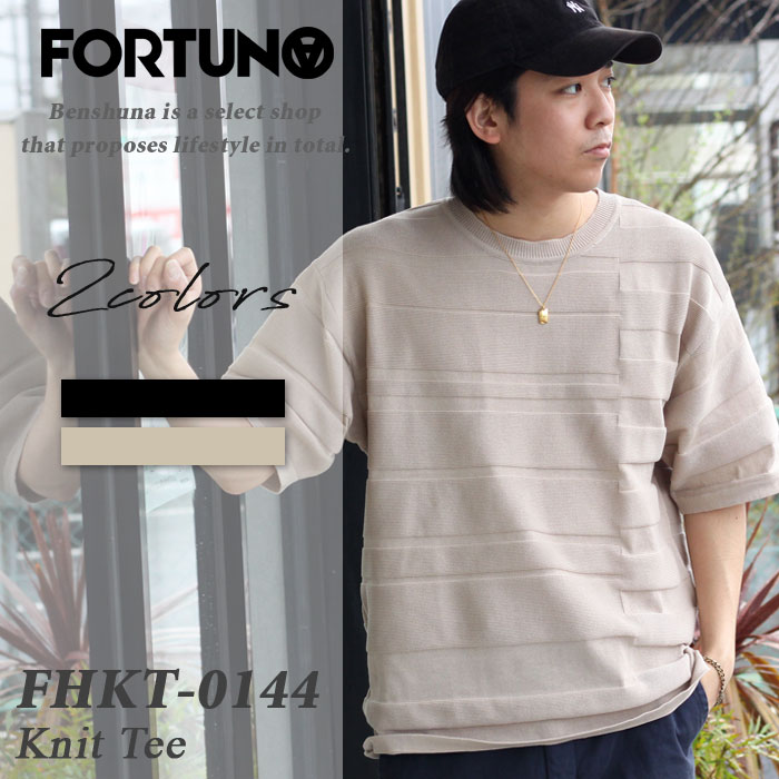 【楽天市場】FORTUNA フォルトゥナ オム サマーニット ジャガードボーダー半袖Tシャツ FHKT-0144 ECOTEC DRY ...