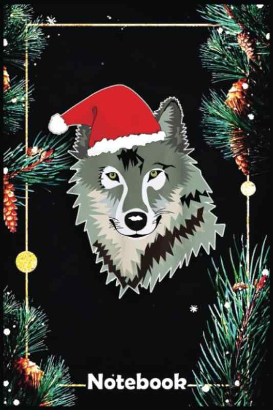 【楽天市場】Christmas Notebook: Funny Grey Wolf Christmas Santa Hat Wolves ...