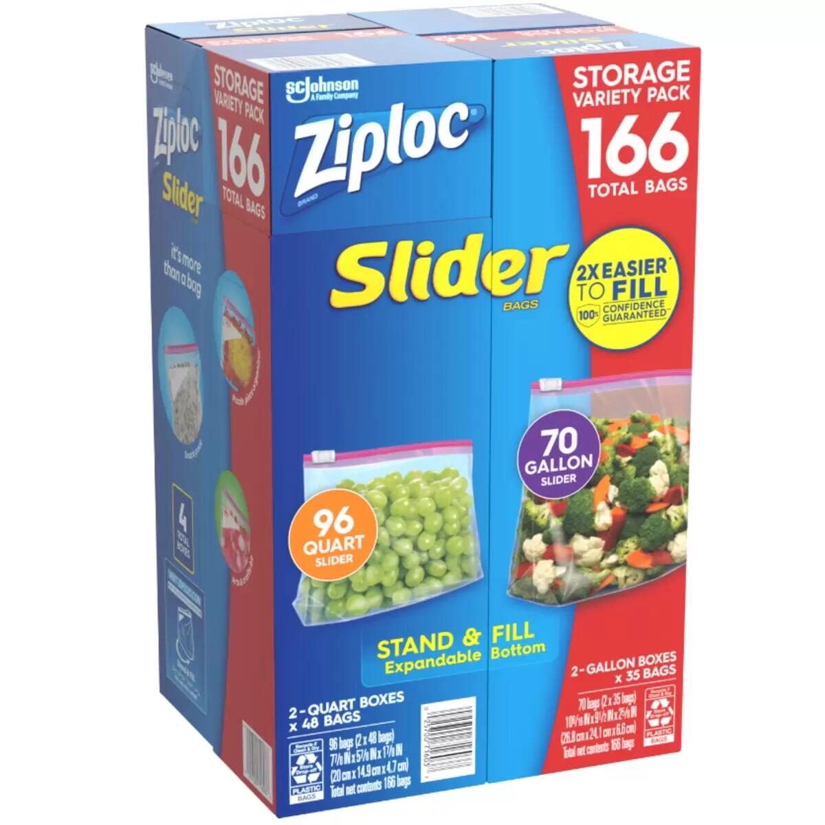 【楽天市場】ZIPLOC ジップロック スライダーバッグ クオート96枚・ガロン70枚 166枚 (クオート 96枚、ガロン70枚) 入り 保存袋 冷凍 保存バック マチ付き 【COSTCO ...
