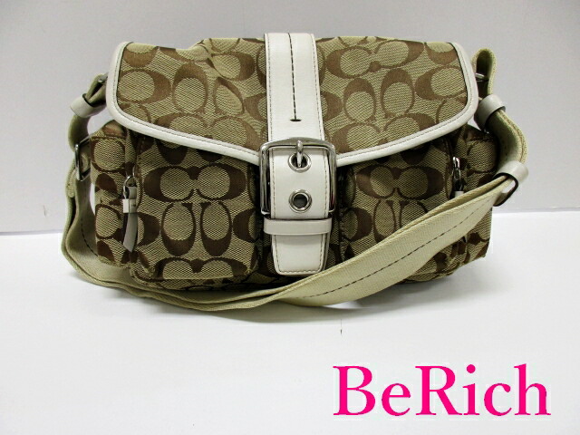 【楽天市場】コーチ ショルダーバッグ 6835 ソーホー シグネチャー 白 ホワイト 茶 ブラウン キャンバス レザー COACH 【中古 ...