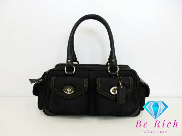 【楽天市場】コーチ COACH ミニ ショルダーバッグ ボストンバッグ 6231 シグネチャー サッチェル 黒 ブラック キャンバス レザー ...