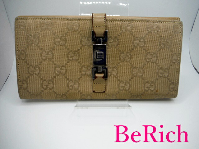 【楽天市場】グッチ GUCCI Wホック 二つ折り財布 長財布 035.3661.2134 GG ジャッキー ベージュ キャンバス レザー ...