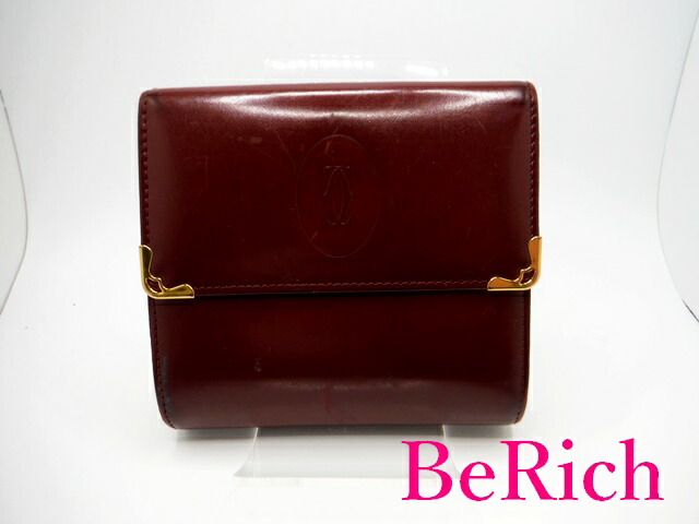 【楽天市場】カルティエ Wホック 三つ折り 財布 マスト ボルドー レザー ウォレット Cartier 【中古】【送料無料】 bs2982 ...
