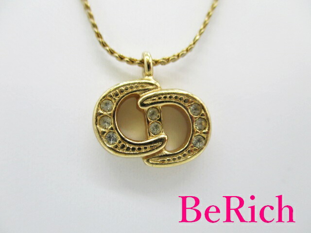 【楽天市場】クリスチャン ディオール Christian Dior ゴールド ラインストーン 付 CD ロゴ ネックレス ペンダント ゴールド ...
