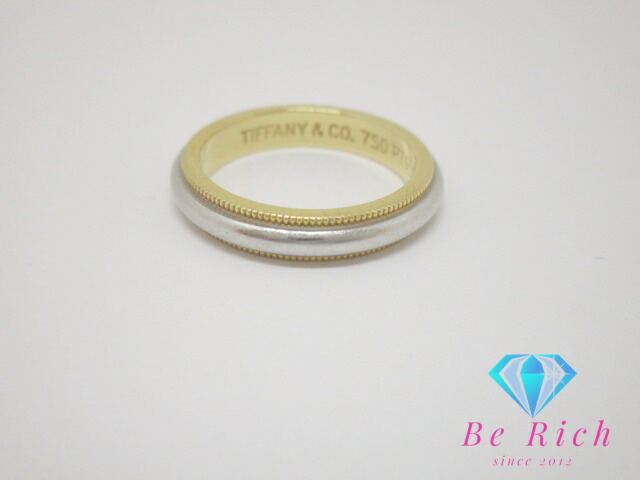 【楽天市場】ティファニー TIFFANY & Co. 750 pt950 ミルグレイン リング 指輪 9号 K18 18金 ゴールド プラチナ ロゴ ジュエリー アクセサリー 【中古】【送料 ...
