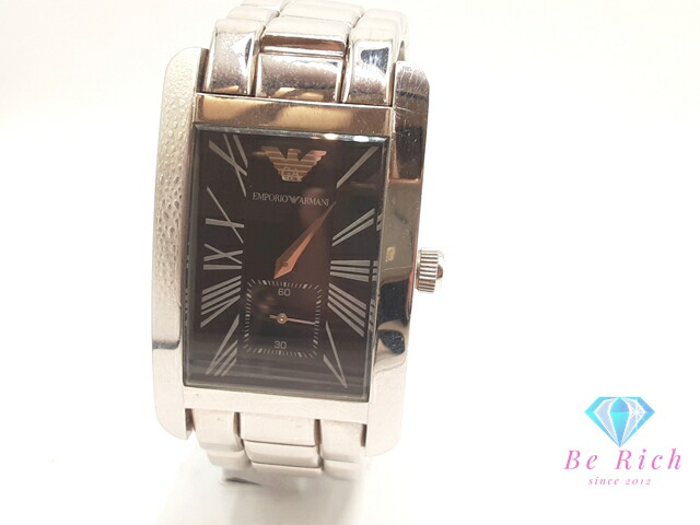 【楽天市場】エンポリオ アルマーニ EMPORIO ARMANI メンズ 腕時計 AR0156 スクエア 黒 ブラック シルバー SS ブレス ...