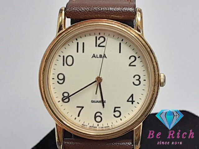 【楽天市場】セイコー SEIKO アルバ メンズ 腕時計 Y136-6A70 白 黒 ホワイト ブラウン 茶 SS レザー ブレス アナログ ...