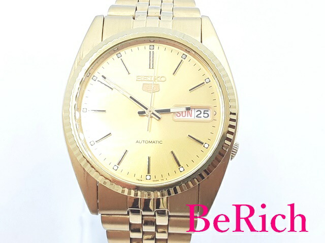 【楽天市場】セイコー SEIKO 5 ファイブ 自動巻き メンズ 腕時計 デイデイト 7S26-0500 ゴールド 文字盤 SS ブレス 裏 ...