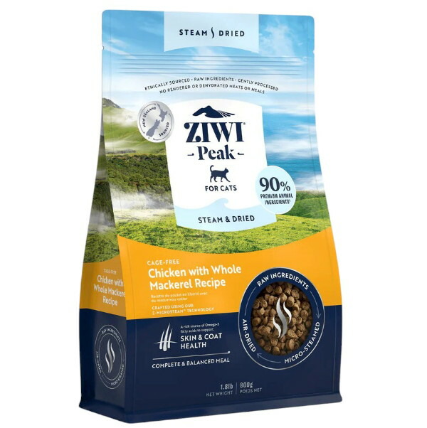 【楽天市場】ジウィピークZiwiPeak スチーム＆ドライ・キャットフード ケージフリーチキン with 丸ごとマッカロー レシピ 800g【デイリードッグ、ジウィピーク、総合栄養食、猫用 ...