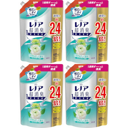 【楽天市場】レノア超消臭1weekみずみずしく香るフレッシュグリーンの香りつめかえ用特大サイズ 920ml【4個セット】(4987176167705-4)：ベストHBI
