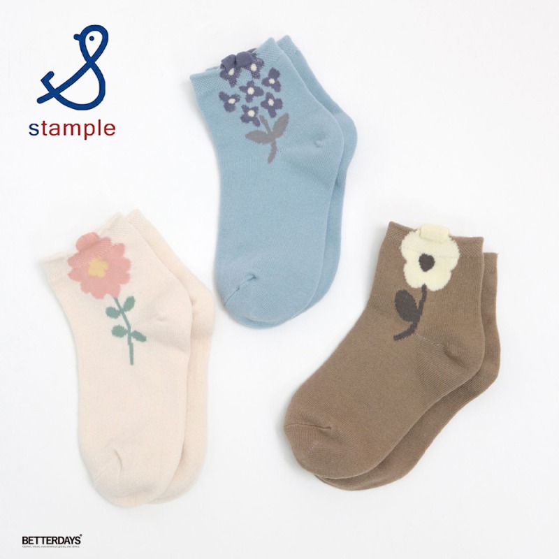 【楽天市場】【1000円OFFクーポン配布中 8月買い物マラソン】靴下 キッズ スタンプル Stample ポップアップフラワー ショートソックス 3P 3足セット 女の子 子供 保育所 ...