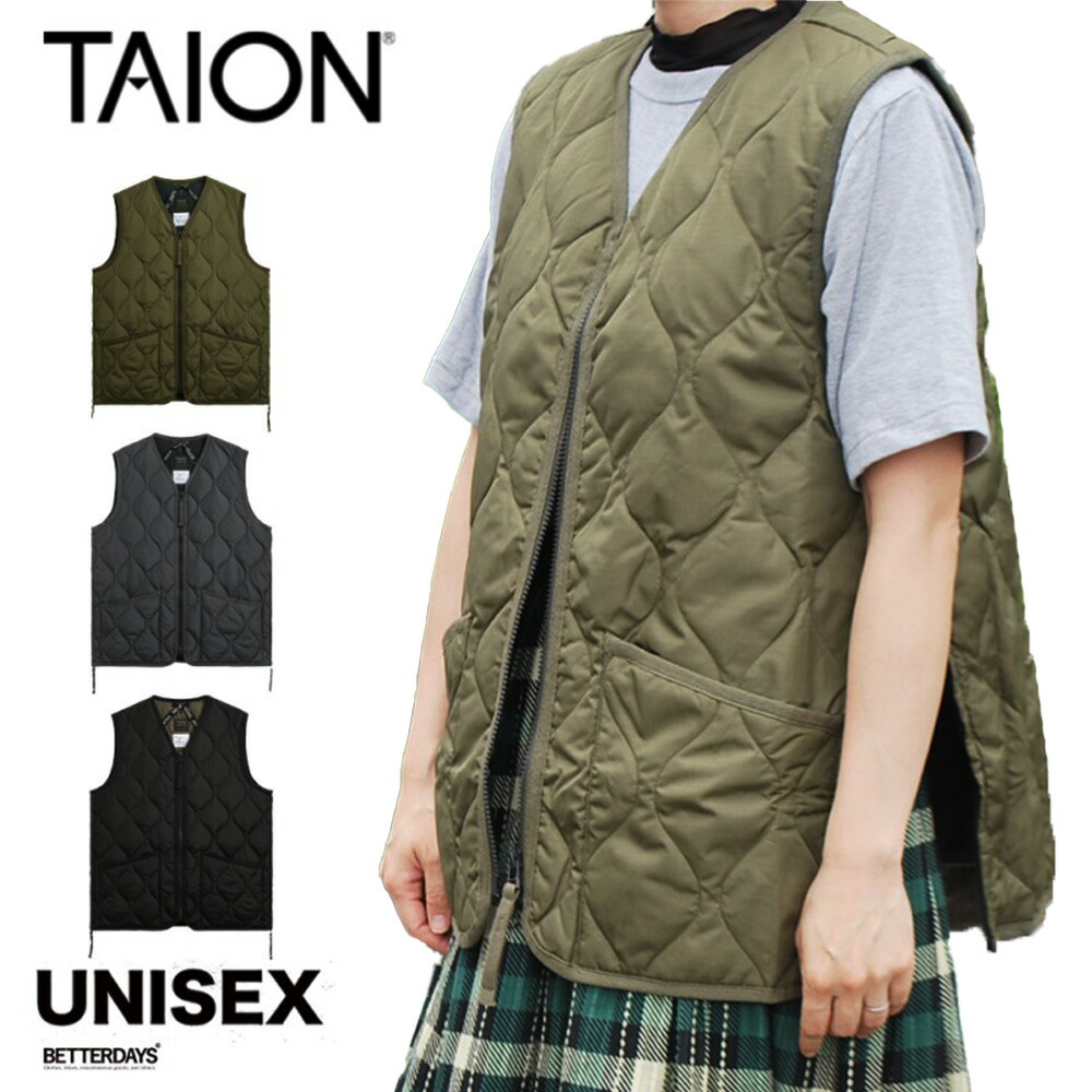 【楽天市場】ダウンベスト メンズ レディース ユニセックス インナージャケット ミリタリー DOWN Vネック ジップ タイオン 体温 TAION-001ZML-1：BETTER DAYS ...