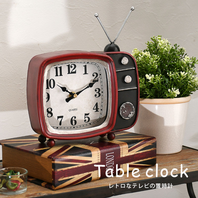 【楽天市場】【クーポンで10％OFF】置き時計 時計 テレビ TV レトロ シンプル かわいい アナログ ブルー ブラック モダン 大型 見 ...
