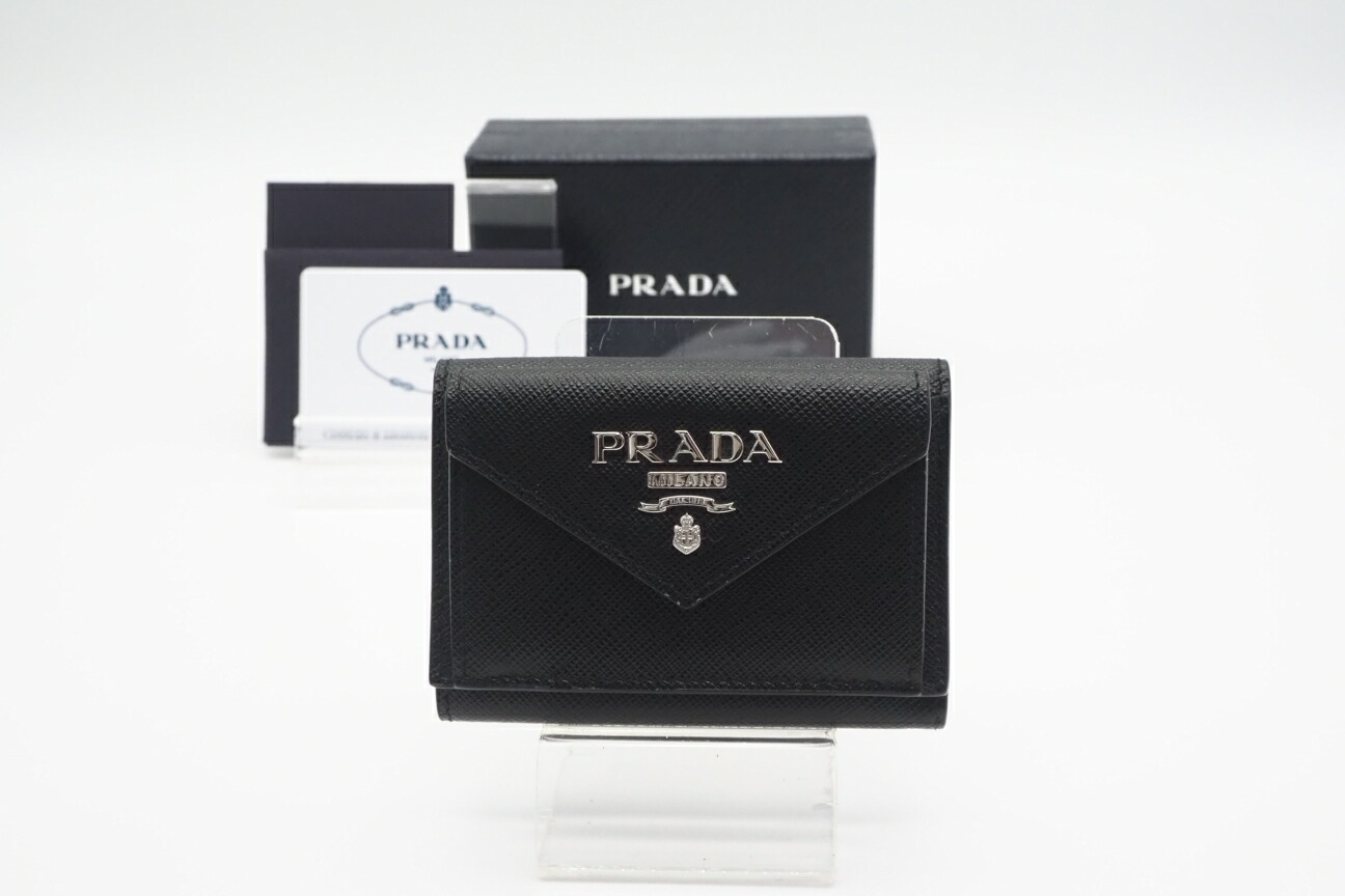 【楽天市場】☆安心の3大保証☆ Aランク ≪PRADA プラダ/三つ折り財布≫ 1MH021 サフィアーノ レザー NERO IBISCO ...