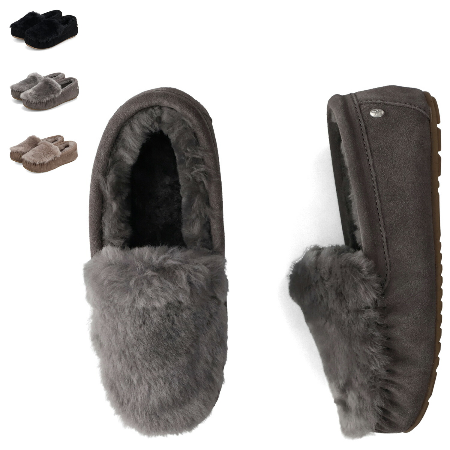 【楽天市場】【最大1000円OFFクーポン発行中】 emu CAIRNS REVERSE FUR エミュー モカシン スリッポン レディース ...