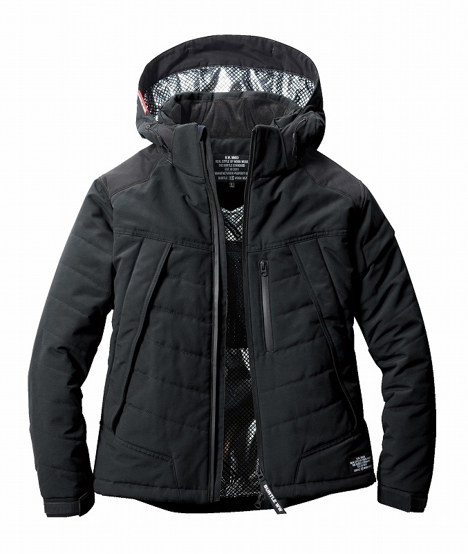 【楽天市場】BURTLE バートル 5270 サーモクラフト防寒ジャケット 大型フード付き 服のみ ブラック Sサイズ ユニセックス 秋冬用 上着 ブルゾン ジャンパー 撥水 保温 作業服 ...