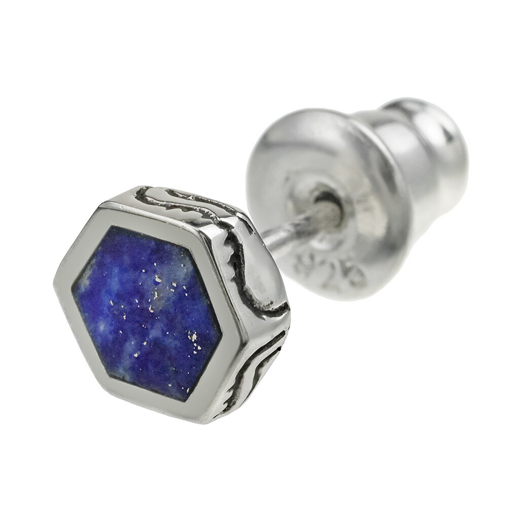 【楽天市場】\10%OFFクーポン配布中／Binich(ビニッチ) ラピスラズリ ネイティブ パターン ヘキサゴン ピアス メンズ シルバー925 アクセサリー 六角形 ネイティブ系 おしゃれ ...